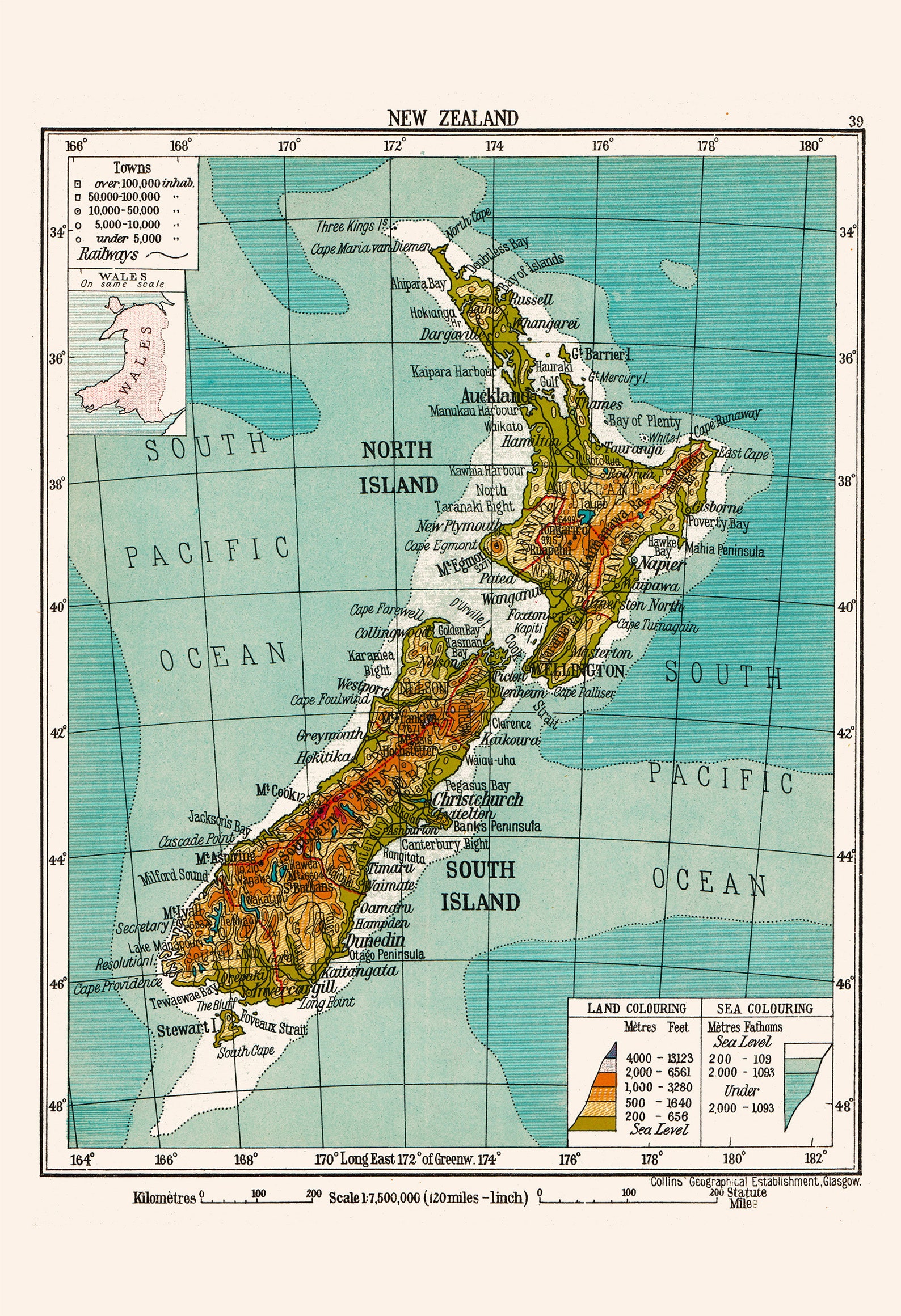 VINTAGE NEW ZEALAND Map Vintage Map New Zealand Wall Art - Etsy