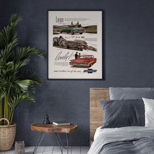 NOSTALGIC CAR POSTER, 1950s Automobile Print, Retro Mid-century ...