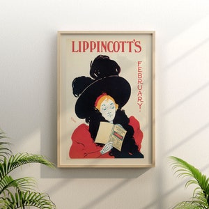 Vintage LIPPINCOTT'S Poster Art Nouveau Poster Bibliophile BOOK LOVER ...