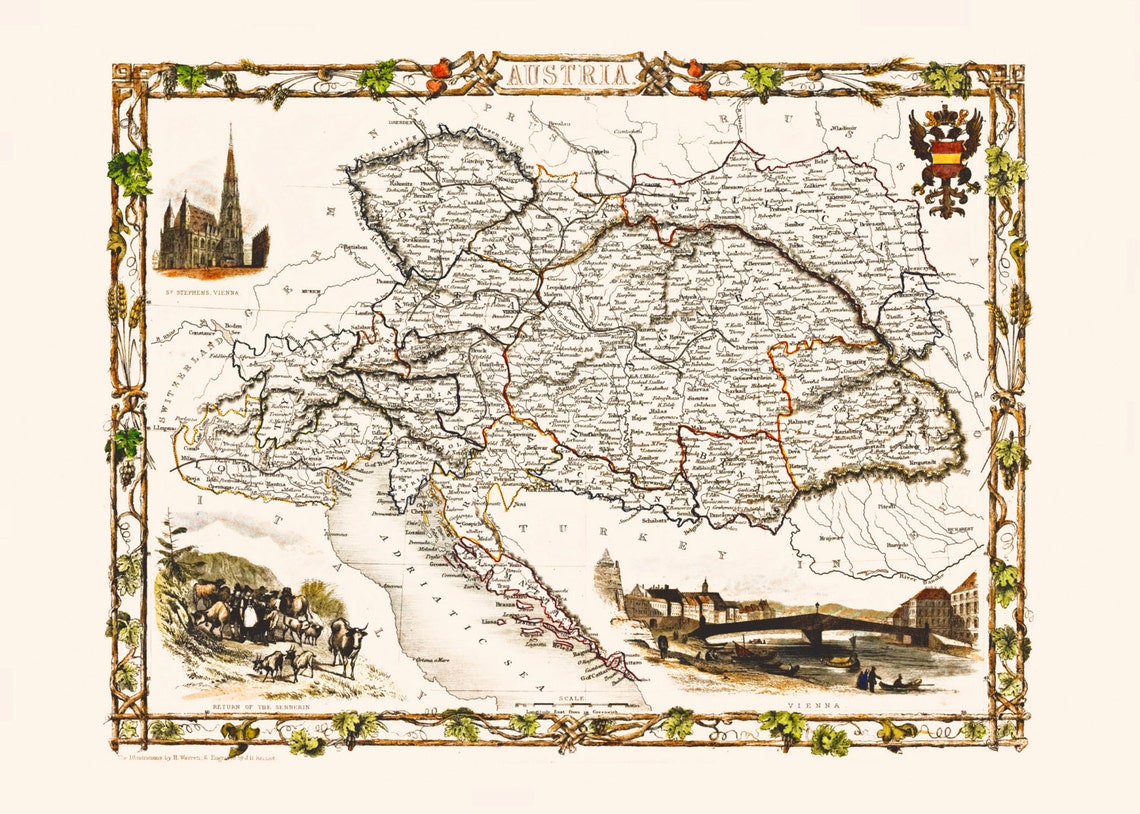 VINTAGE AUSTRIA MAP Historical Map of Austria Antique Map | Etsy