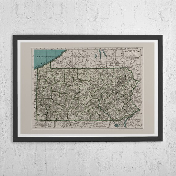 VINTAGE PENNSYLVANIA MAP Vintage Map Wall Art Vintage Map | Etsy