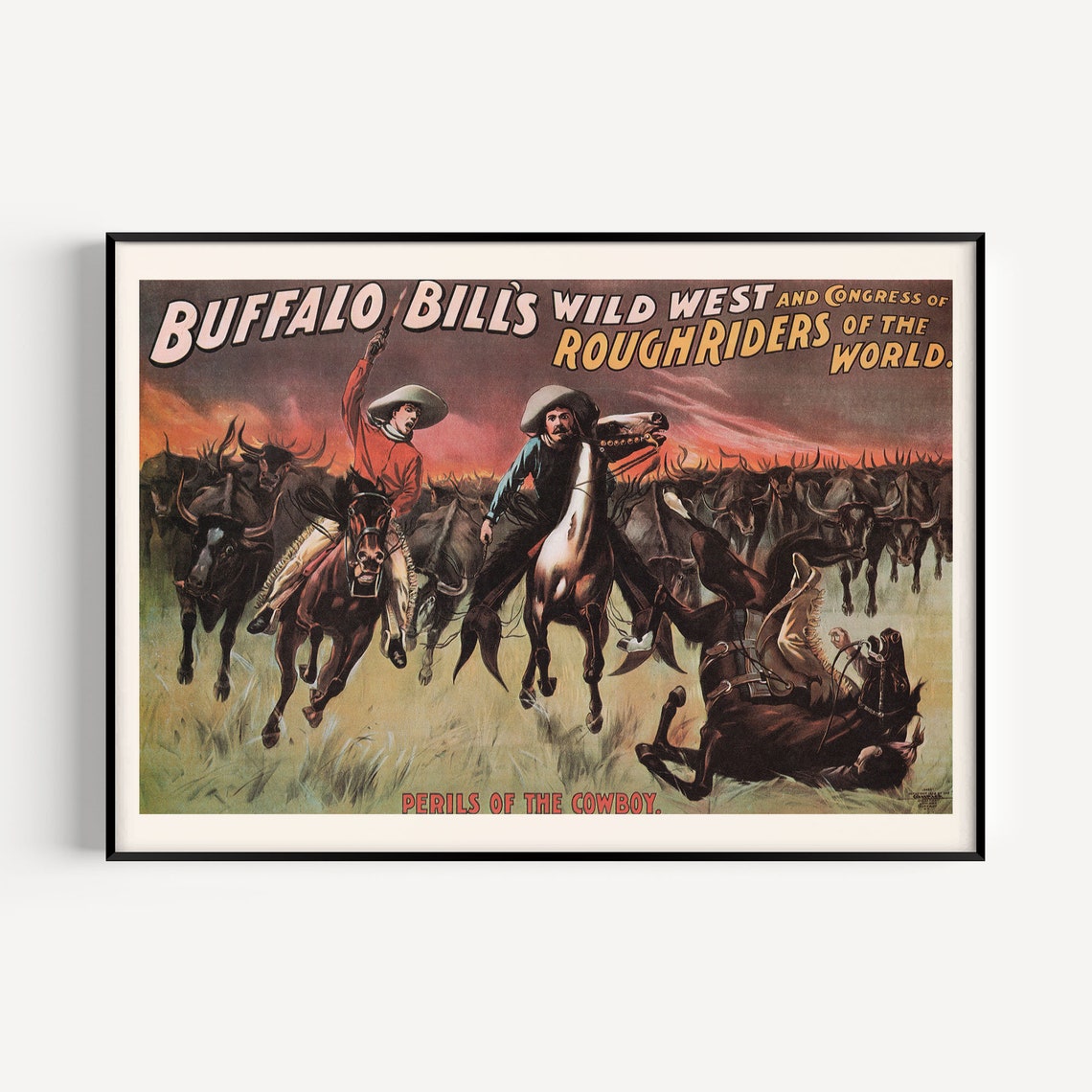 VINTAGE COWBOY POSTER Western Art Perils of the Cowboy - Etsy