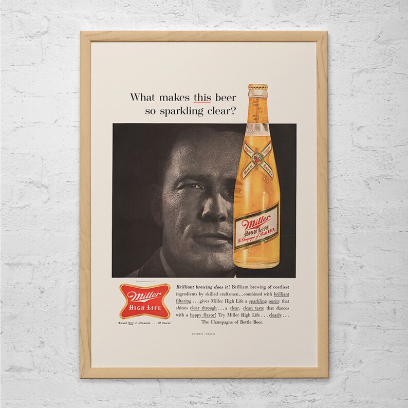 Vintage Beer Ad Retro Beer Ad Retro Bar Barware Art Beer | Etsy