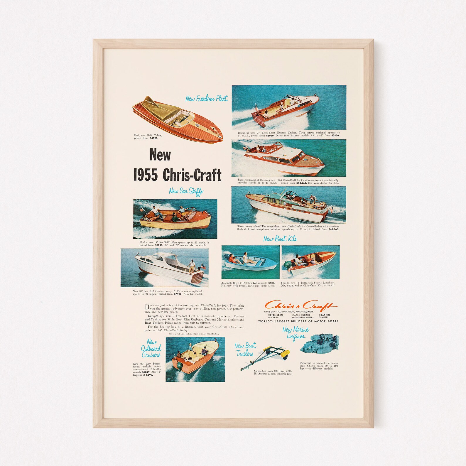 RETRO BOAT AD Vintage Boating Poster Motor Boat Ad Retro - Etsy