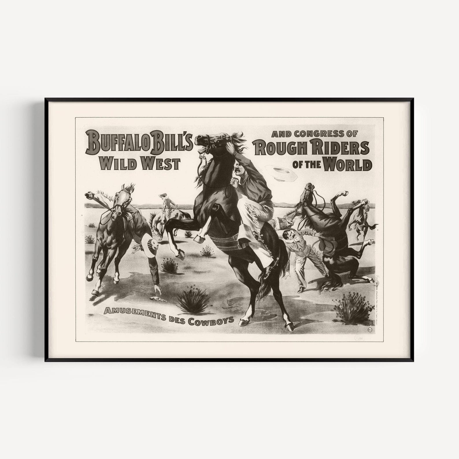 WILD WEST POSTER, Buffalo Bill Print, Amusement Des Cowboys, 1905 ...