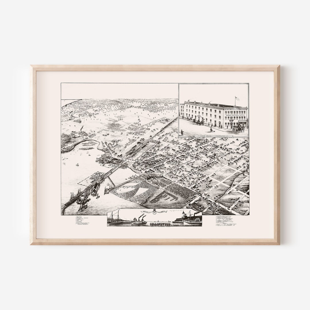 COLLINGWOOD MAP, Antique Collingwood Ontario Map, Antique Map Print ...