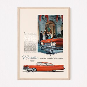 LUXURY RED CAR Ad, Classic Car Ad, Retro Car Poster, Old Car Ad, 50s ...