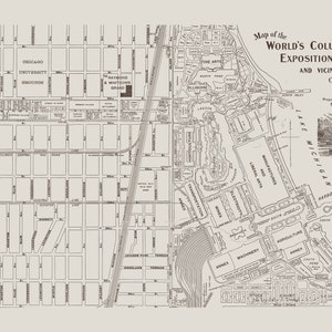 CHICAGO WORLD FAIR Map, World Fair Exposition Map, Vintage Map of ...