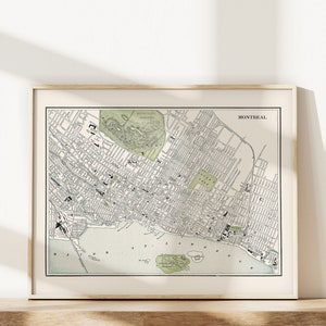 VINTAGE MAP of MONTREAL, Vintage Montreal Quebec Map, Antique Montreal ...
