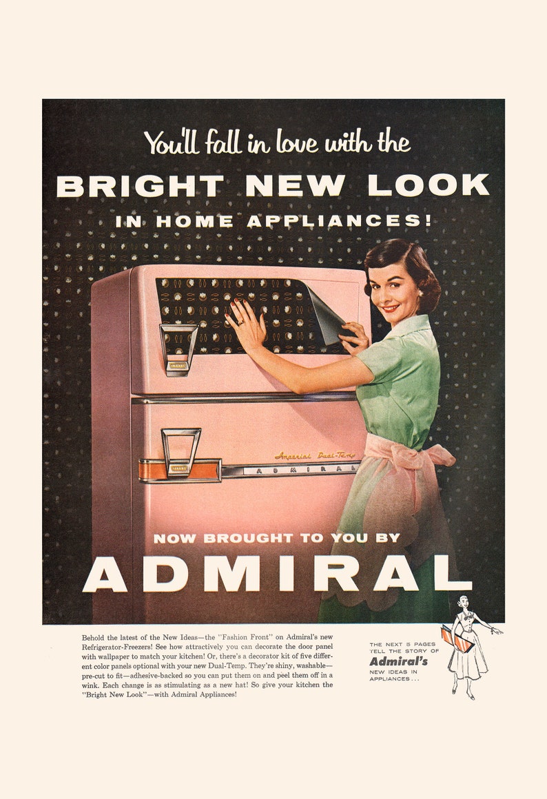 VINTAGE KITCHEN AD, Retro Mid-century Ad, Vintage Fridge Ad, Retro ...