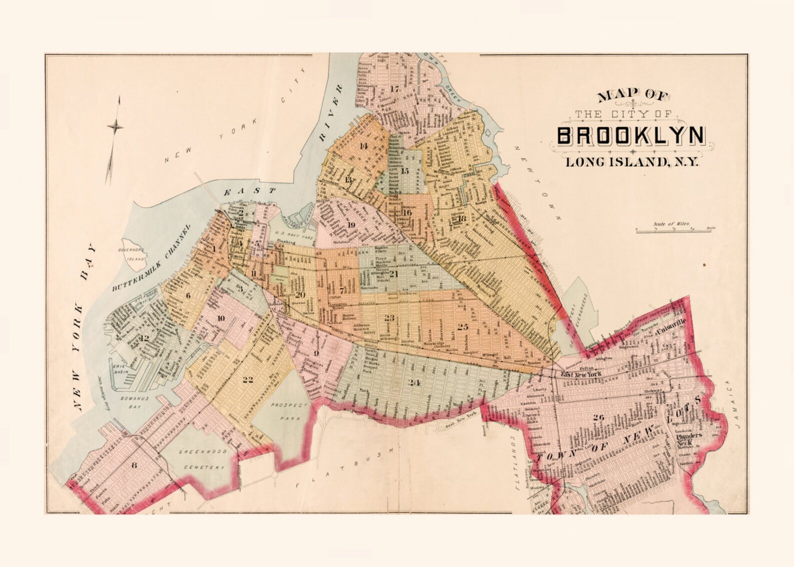 BROOKLYN MAP NYC City Map Brooklyn Poster Vintage Brooklyn | Etsy