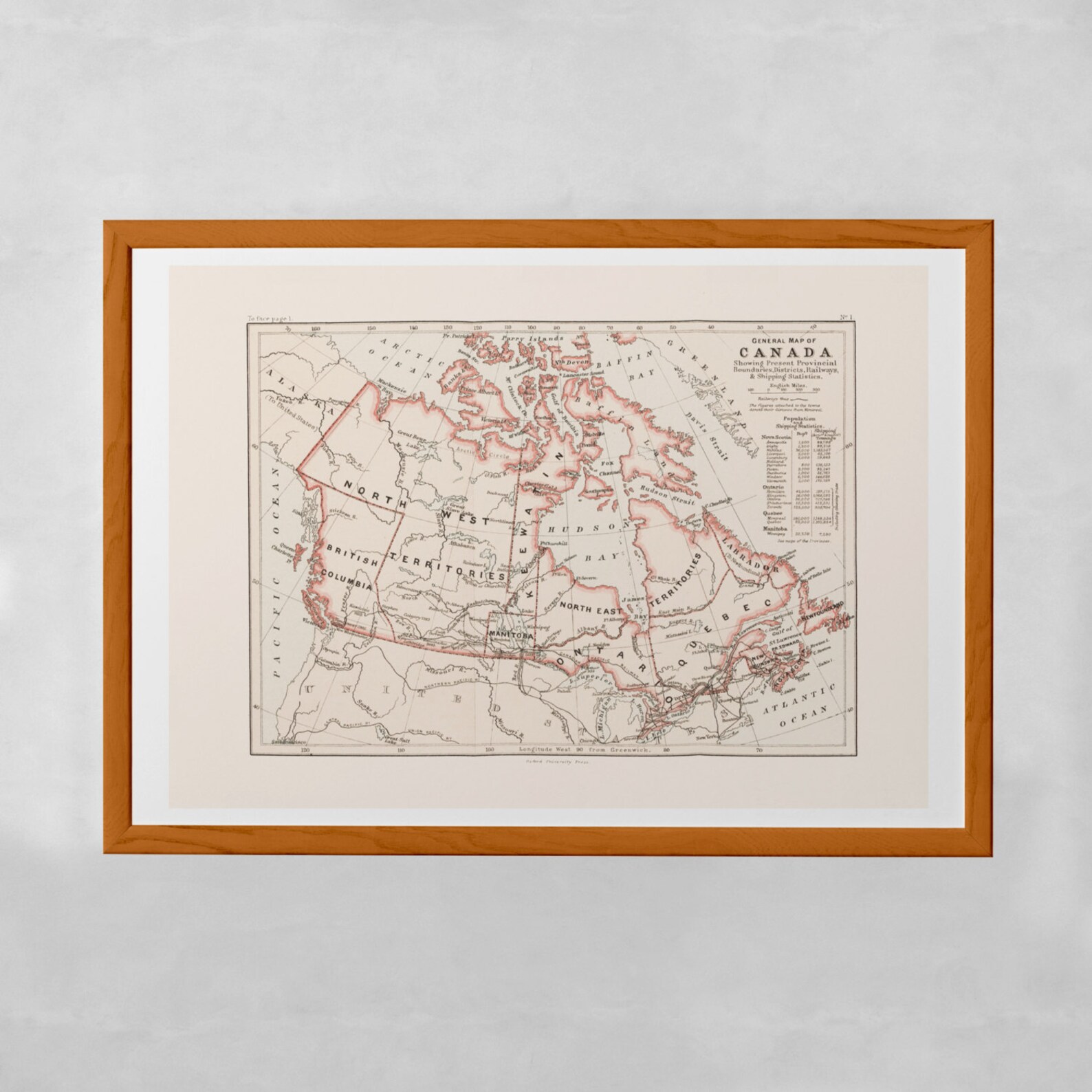 VINTAGE CANADA MAP Historical Map Office Wall Art Map of | Etsy