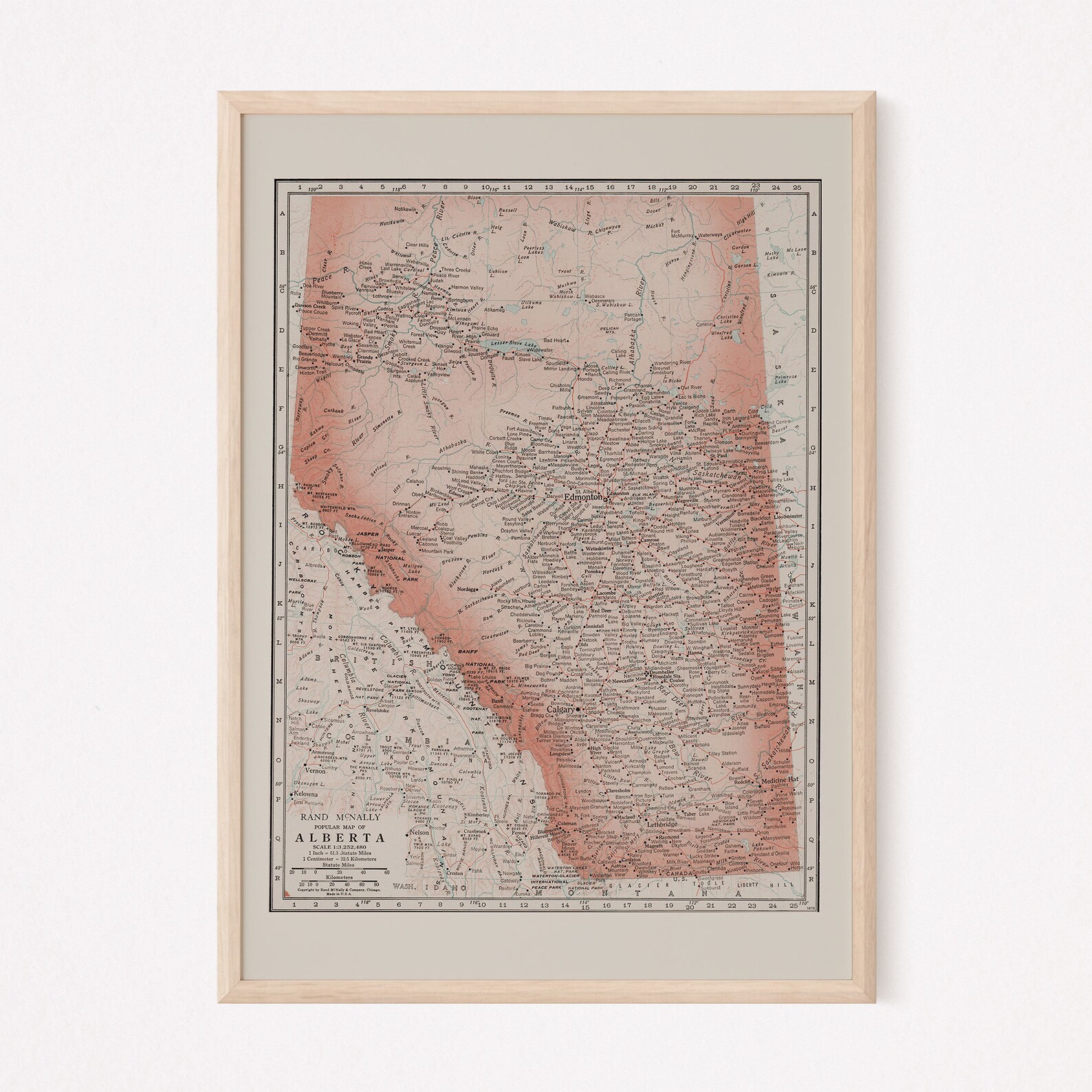 ALBERTA CANADA MAP Vintage Map of Alberta Canada Wall Art - Etsy