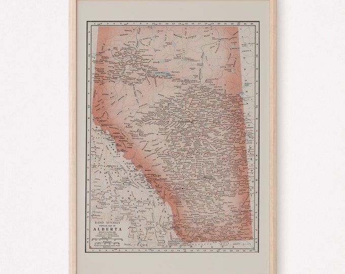 ALBERTA CANADA MAP, Vintage Map of Alberta, Canada Wall Art, Vintage ...