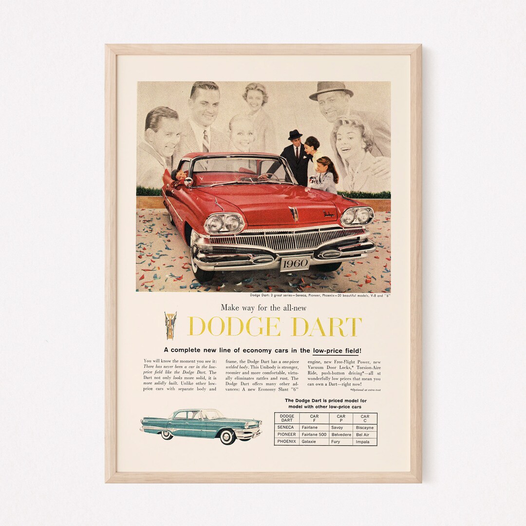 1960 RED CAR AD, Retro Car Ad, Car Poster, Retro Car Poster, Retro Car ...
