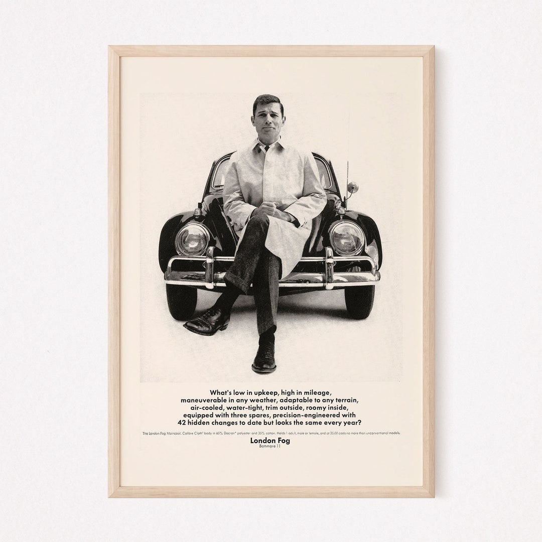 VINTAGE RAINCOAT AD, Fashion Poster, Men's Fashion Ad, Retro Car Ad ...