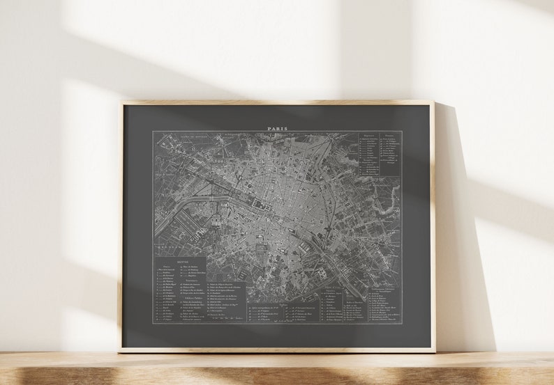 BLUEPRINT PARIS MAP Old Map of Paris France Office Wall - Etsy