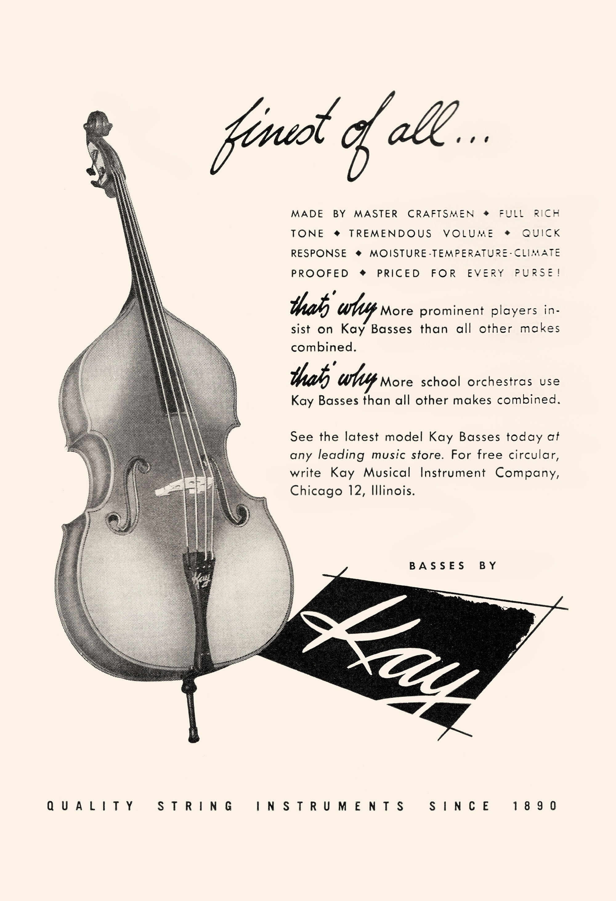 BASS INSTRUMENT POSTER, Classic Rockabilly Upright Bass Poster, Retro ...