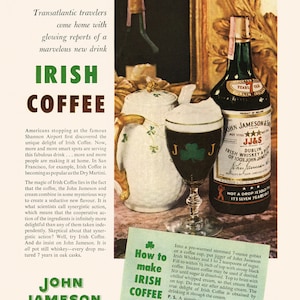 IRISH WHISKEY AD Irish Coffee Poster Bar Poster Decor - Etsy