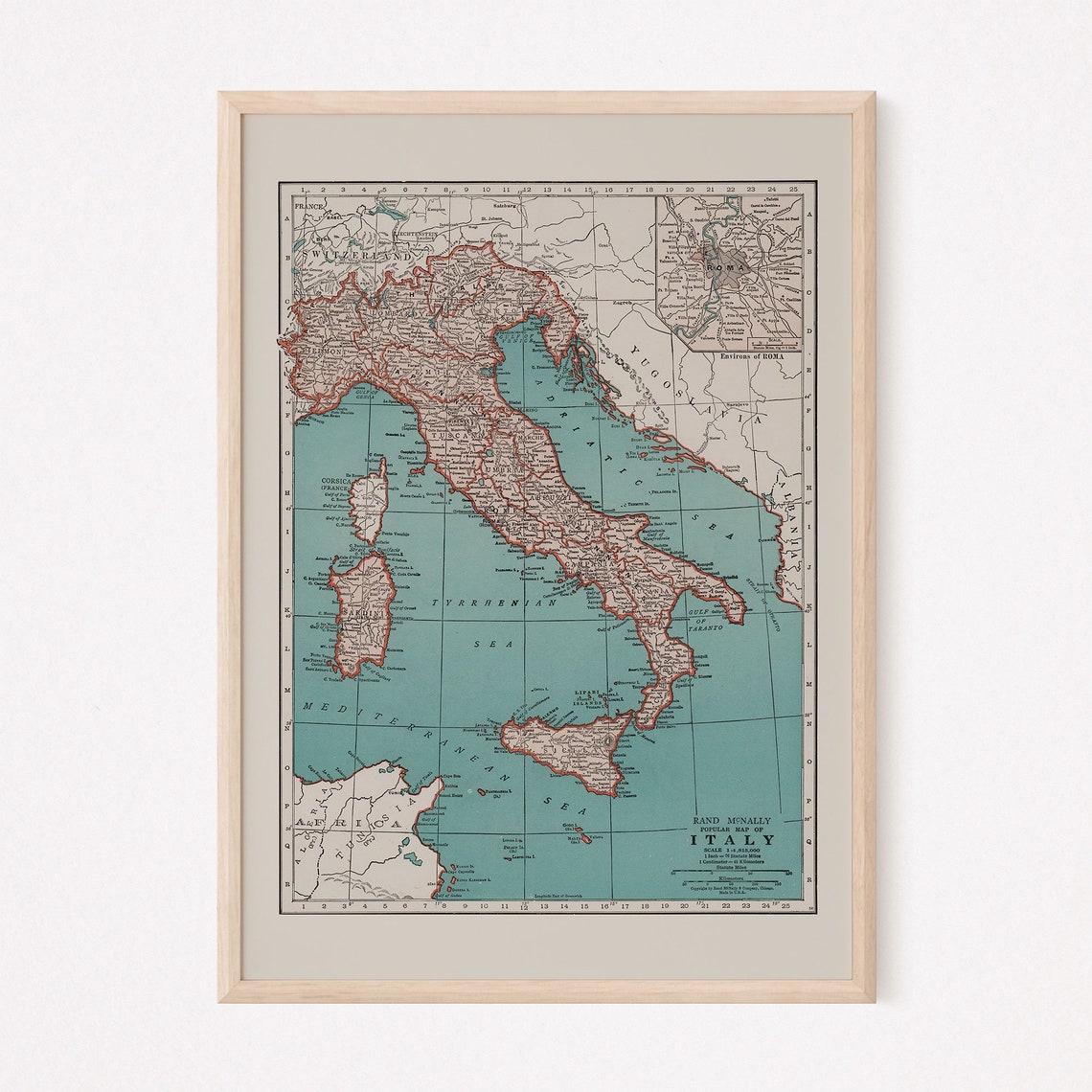 ITALY MAP PRINT Vintage Map of Italy Old Map Print - Etsy