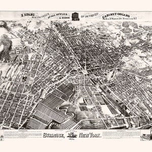 ANTIQUE MAP of SYRACUSE, Syracuse New York Map, Antique Map Print ...