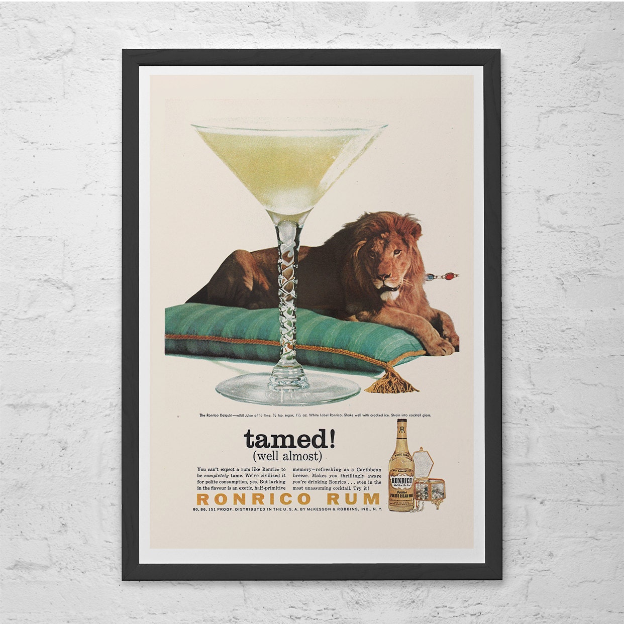 VINTAGE RUM AD Retro Cocktail Ad Vintage Lion Poster Retro | Etsy