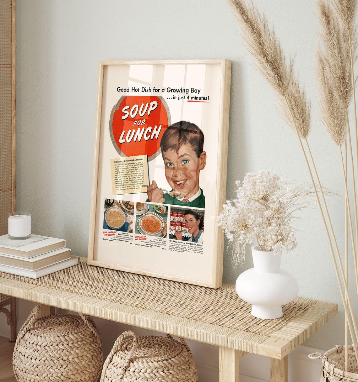 CANNED SOUPS AD, Vintage Lunch Ad Print, 1950s Wall Art, Classic Decor ...