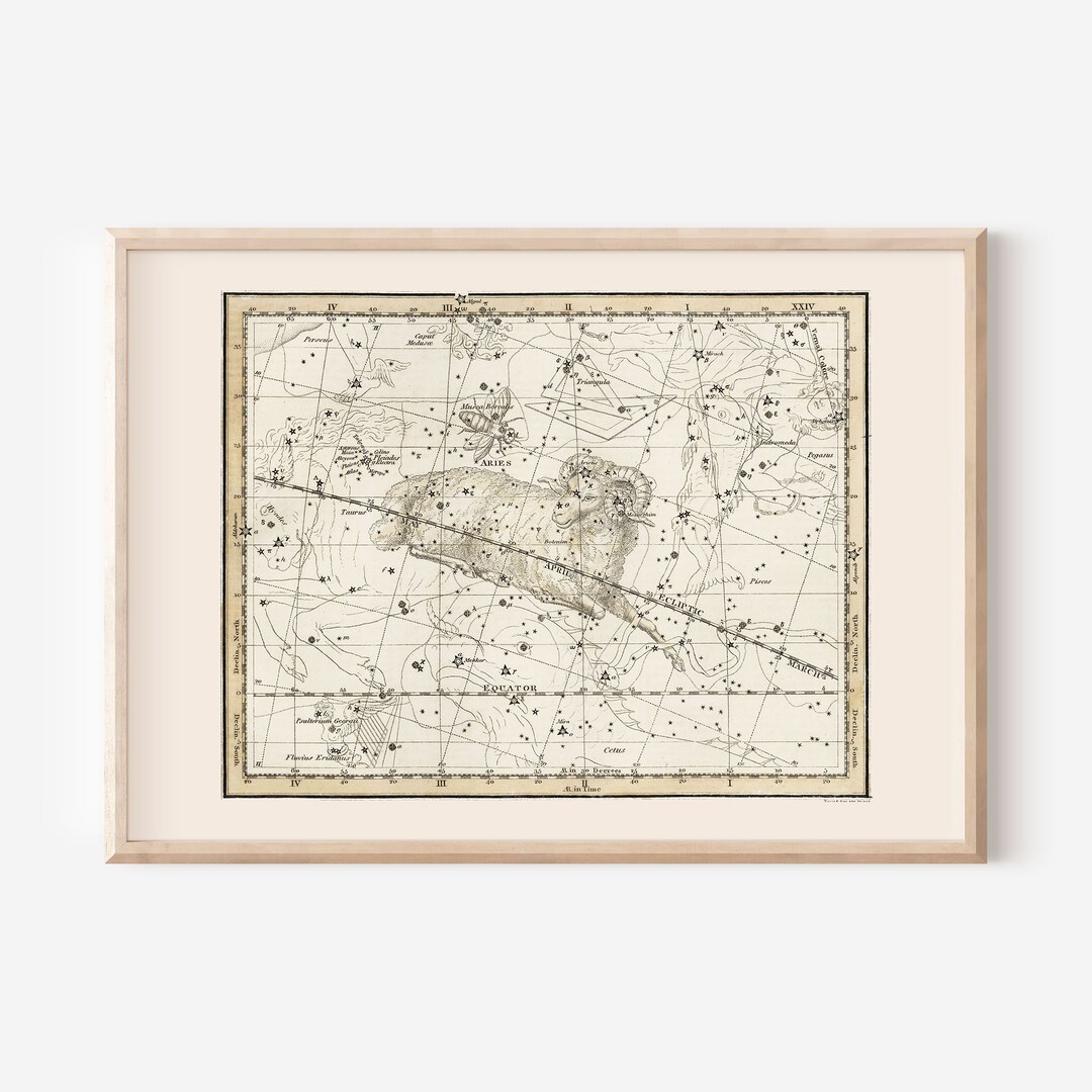 ARIES Star Map Print, Zodiac Sign Print, Professional Reproduction ...