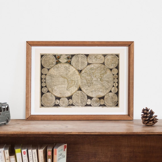 ANTIQUE WORLD MAP Travel Map Nautical Wall Art Antique Map | Etsy