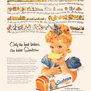 VINTAGE BREAD AD, Retro Sliced Bread Ad, Old 1950s Cute Kitsch Ad Mid ...