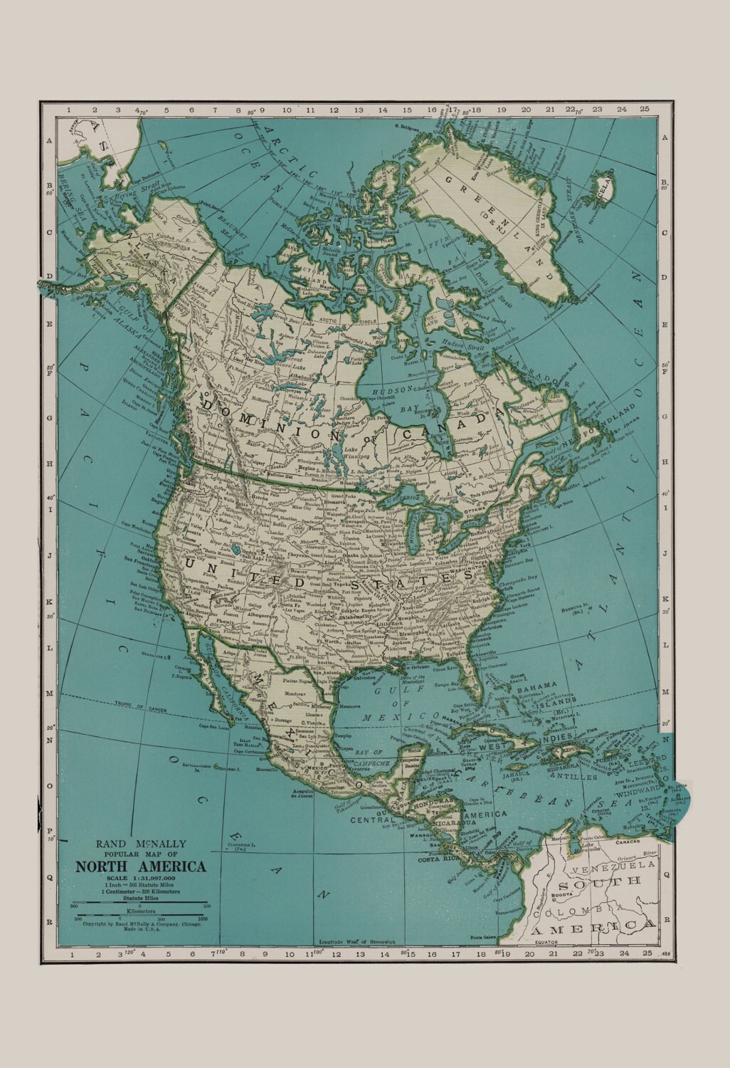 MAPA DE AMÉRICA DEL NORTE Mapa vintage de América del Norte | Etsy México