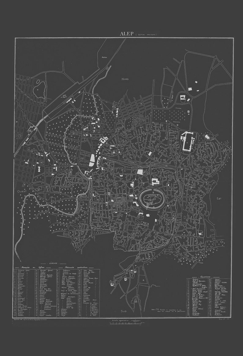 ALEPPO MAP ART Blueprint Map of Aleppo Vintage Map Office - Etsy