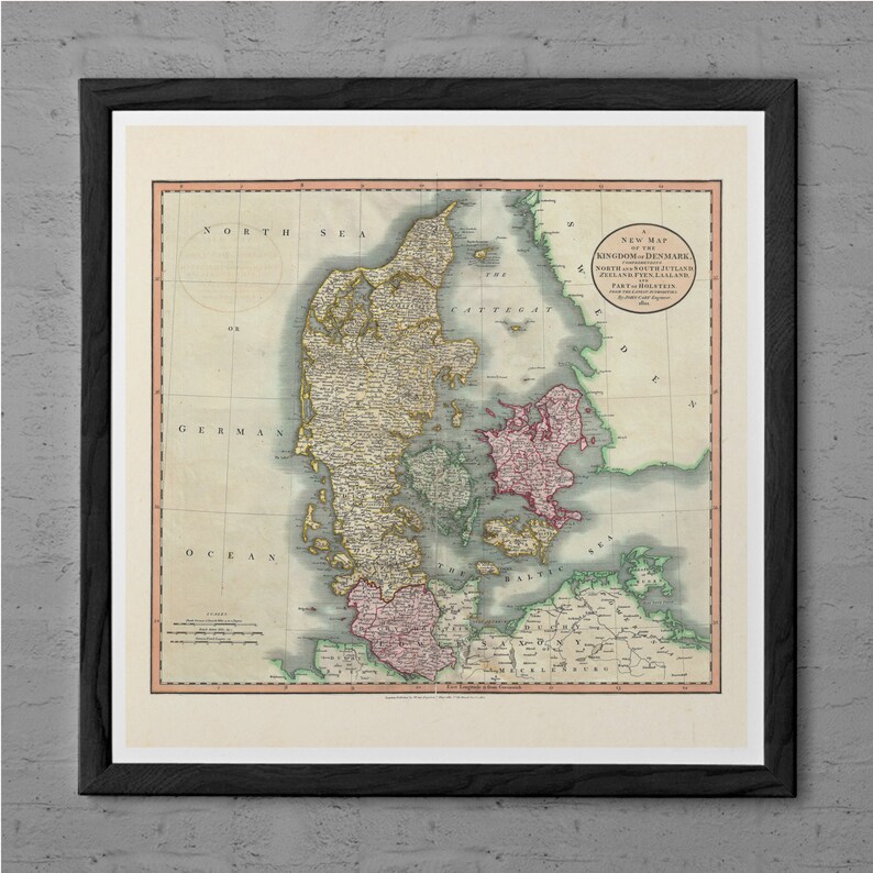 ANTIQUE MAP of DENMARK Antique Wall Art Denmark Map 1799 | Etsy