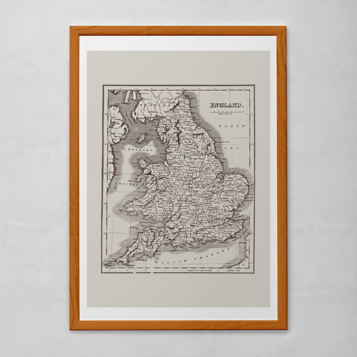 VINTAGE ENGLAND MAP Retro Map of England Minimalist England | Etsy