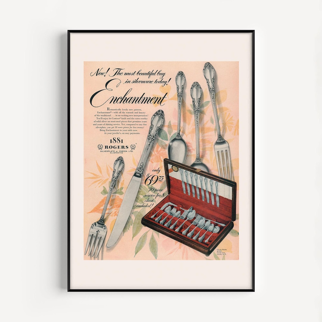 VINTAGE CUTLERY AD, Classic Ad Print, 1950s Silverware Poster, Classic ...