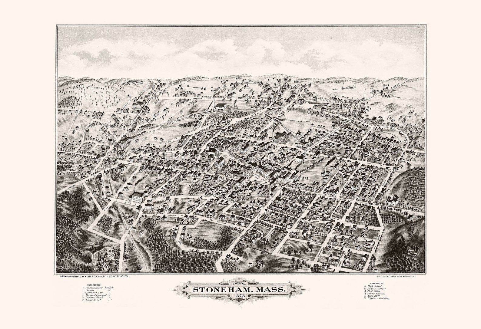 STONEHAM MAP PRINT Antique Stoneham Boston Mass Map - Etsy