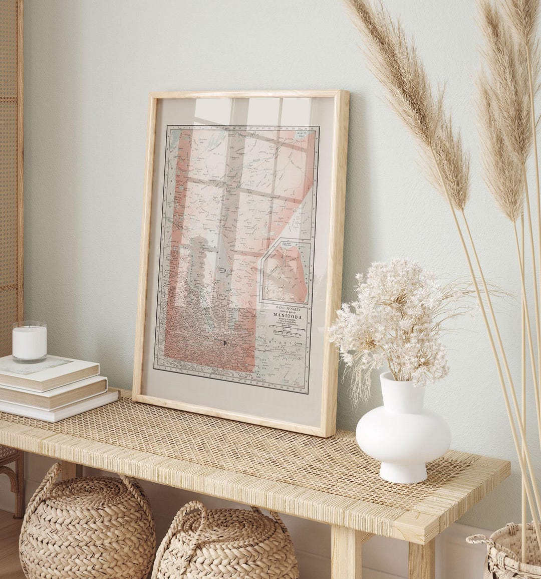 MANITOBA CANADA MAP, Vintage Map of Manitoba, Canada Wall Art, Vintage ...