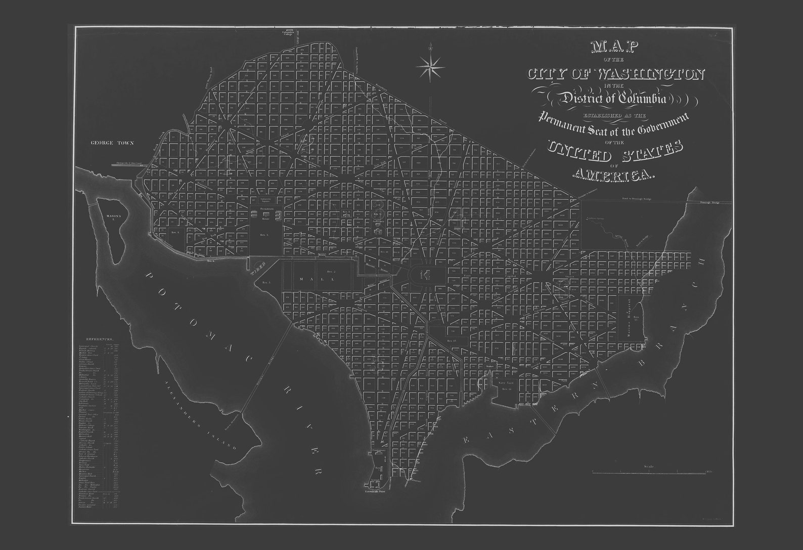 WASHINGTON DC MAP Blueprint Map of Washington Vintage Map - Etsy