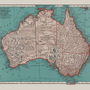 AUSTRALIA MAP PRINT, Vintage Map of Australia, Old Map Print, Vintage ...