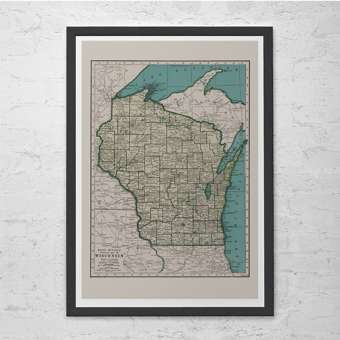 VINTAGE WISCONSIN MAP Vintage Map of Wisconsin Antique Map | Etsy