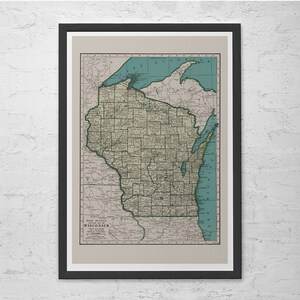 VINTAGE WISCONSIN MAP Vintage Map of Wisconsin Antique Map | Etsy