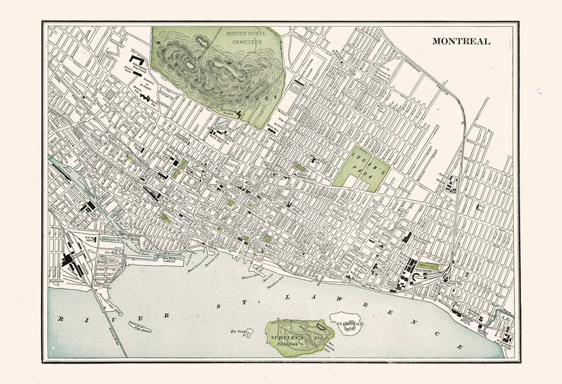 VINTAGE MAP of MONTREAL Vintage Montreal Quebec Map - Etsy