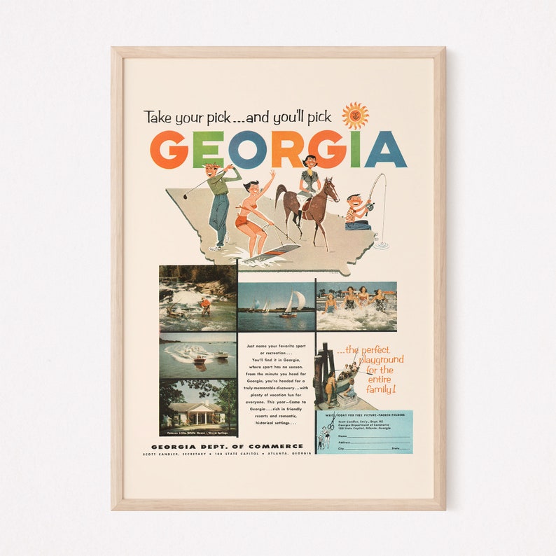 VINTAGE GEORGIA TRAVEL Poster Retro Travel Ad Retro - Etsy