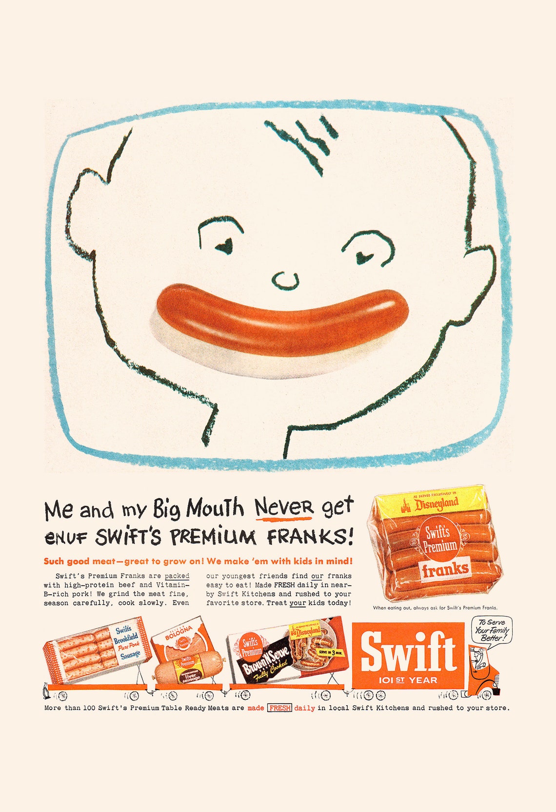 CUTE RETRO KIDS Ad Vintage Kitchen Poster Hot Dog Ad - Etsy