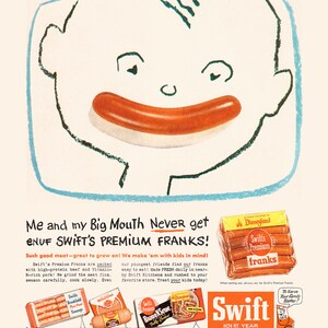 CUTE RETRO KIDS Ad, Vintage Kitchen Poster, Hot Dog Ad, Retro Kids ...