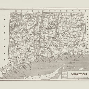 VINTAGE CONNECTICUT MAP Antique Map of Connecticut | Etsy