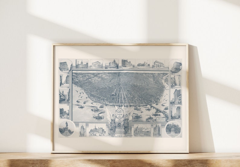 ANTIQUE ST LOUIS Map Vintage Map of St Louis Missouri - Etsy