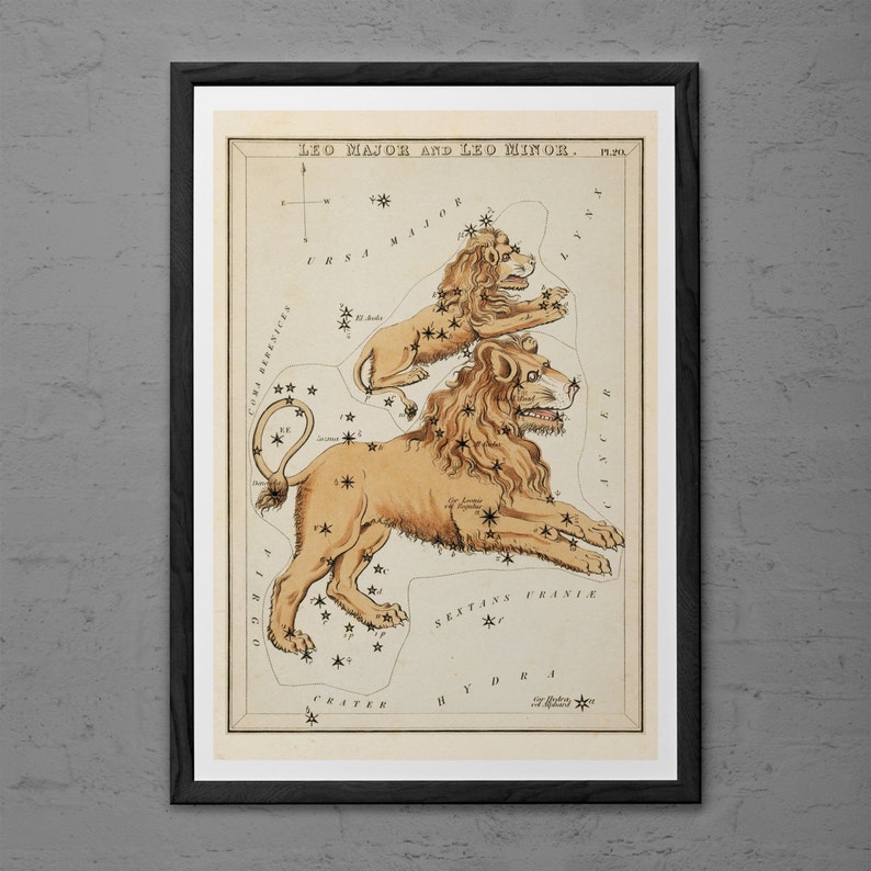 LEO MAJOR and MINOR Star Map Print Zodiac Sign Print | Etsy
