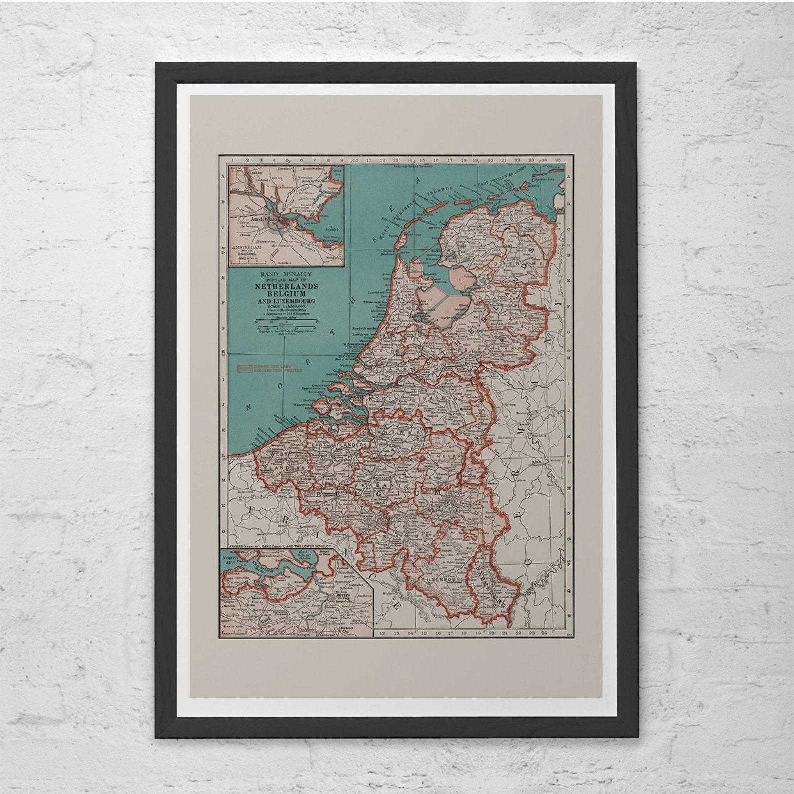 VINTAGE NETHERLANDS MAP Vintage Map of the Netherlands Wall | Etsy