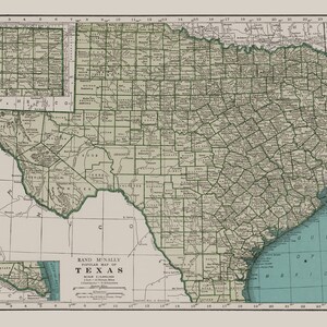 VINTAGE TEXAS MAP, Vintage Map of Texas, Antique Map Print, Historical ...